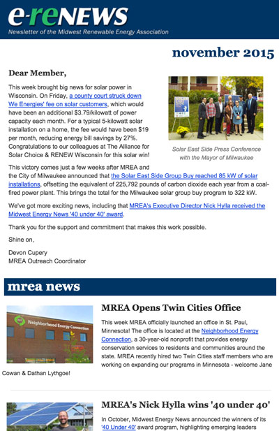 Newsletter Sign-up | Midwest Renewable Energy Association