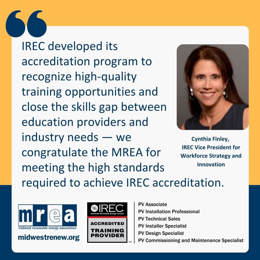 MREA Receives IREC Accreditation for Six Renewable Energy Training ...